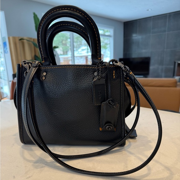 Coach | Bags | Coach Rouge Pebbled Black Leather Bag | Poshmark